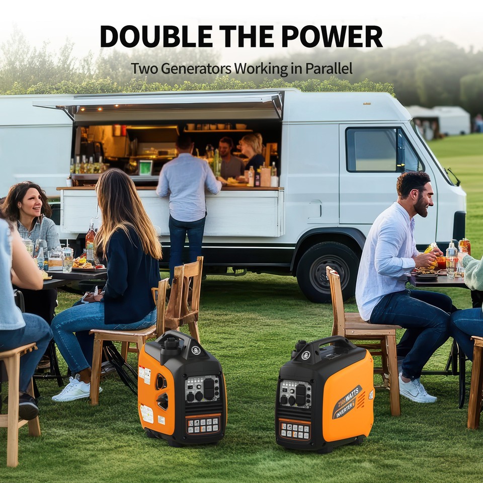 Efurden 2500W Gas Generator Portable Inverter Generator Gas Powered 10H ...