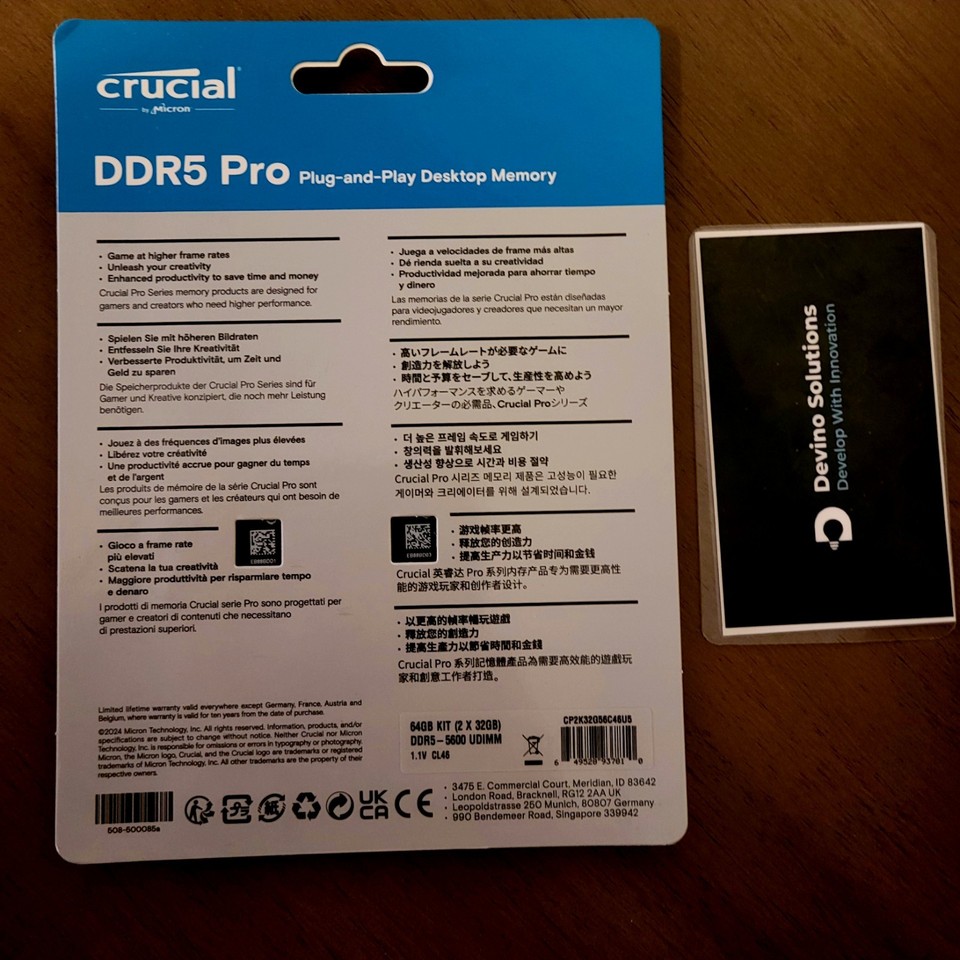 Crucial Pro DDR5 RAM 64GB Kit (2x32GB) 5600MHz CL46 XMP 3.0 & AMD Expo ...