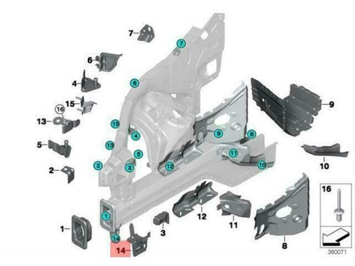 OEM BMW E70 E71 X5 X6 RADIATOR LOWER MOUNTING BRACKET RIGHT 41117174342 ...