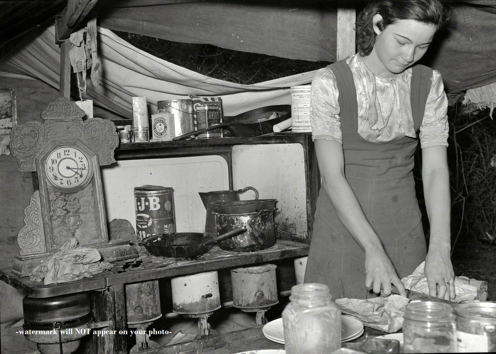 1939 Migrant Farmer Kitchen Cooking Girl PHOTO Great Depression Dust ...