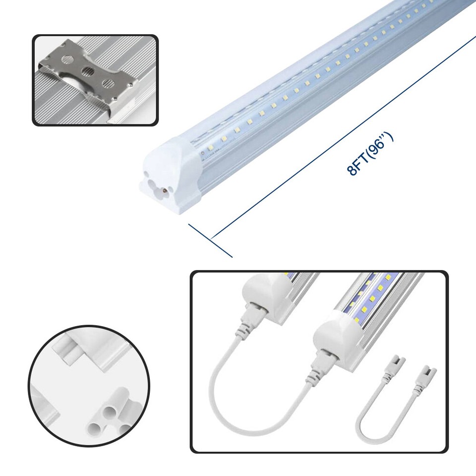 6/10/20Pack 8 foot LED Shop Lights 8FT Tube Light 100W T8 integrated 8 ...