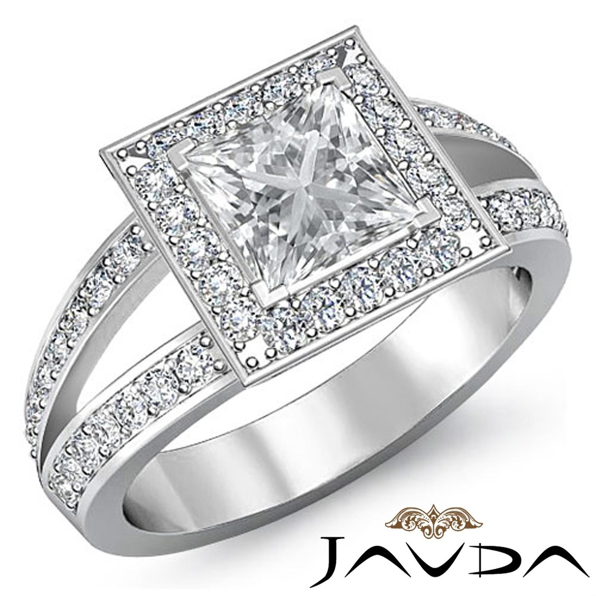 Split Shank Princess Cut Halo