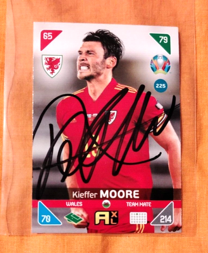 AUTOGRAPH Kieffer Moore Wales Cap striker PANINI card hand signed FC ...