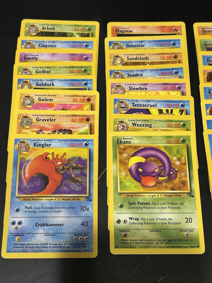 1999 Pokémon FOSSIL COMPLETE Pokemon Set 32-Card UNCOMMON/COMMON Non ...