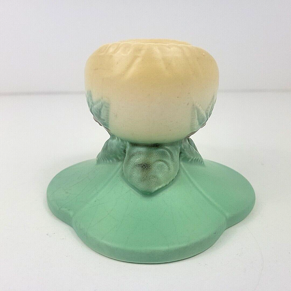 Hull Pottery Candle Holder Cream & Green Floral Design W30 USA | eBay