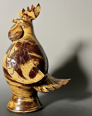 DWAYNE CROCKER SWIRL Rooster SOUTHERN GA Folk POTTERY Face Jug Chicken ...