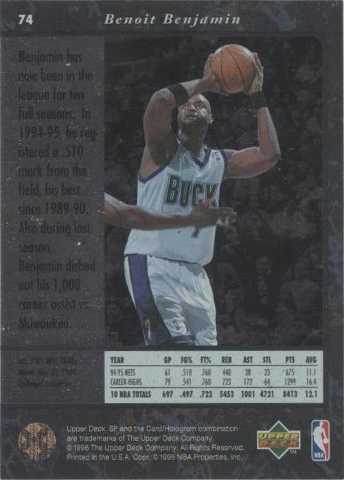 1995-96 SP - Benoit Benjamin #74 for sale | eBay
