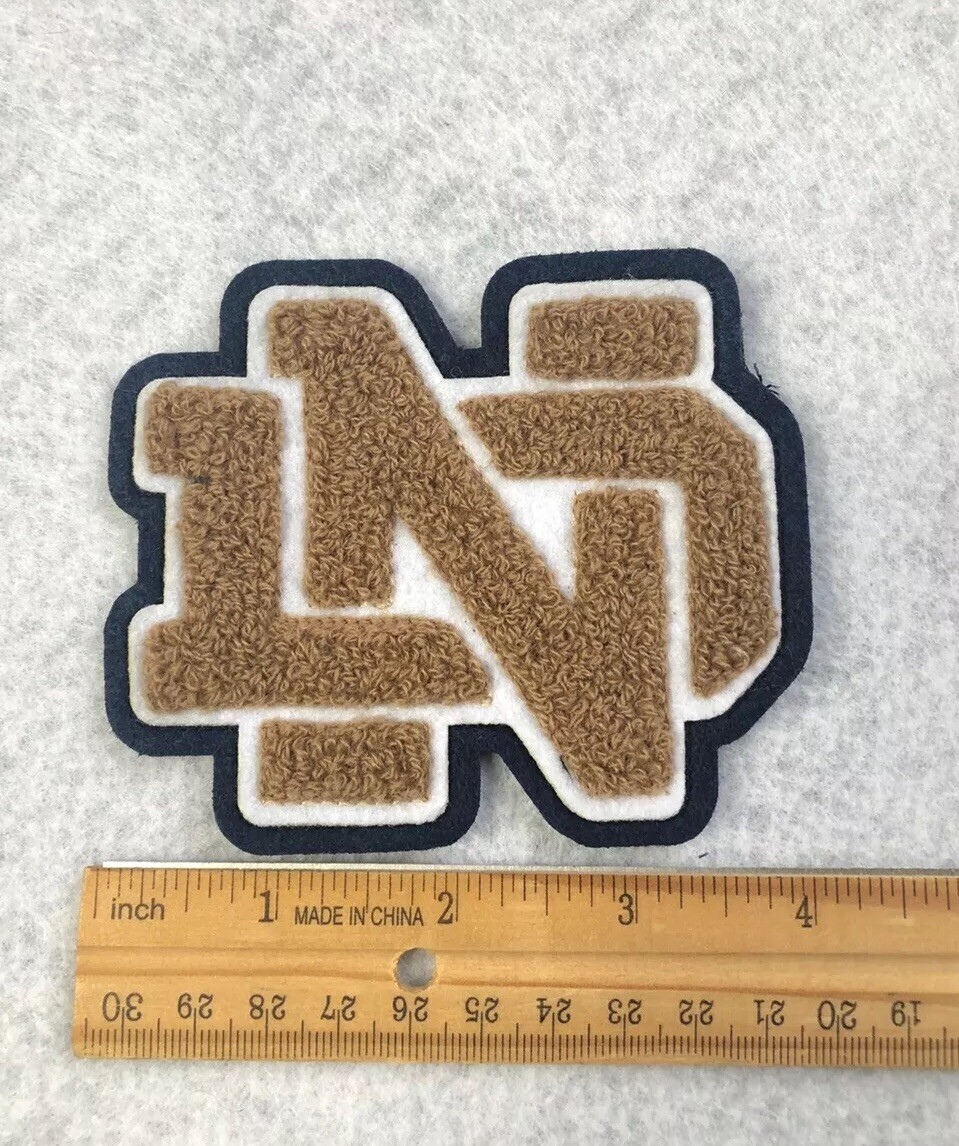Notre Dame Fighting Irish Patch Sew On ND Logo Large Fuzzy 4” X 3-1/2 ...