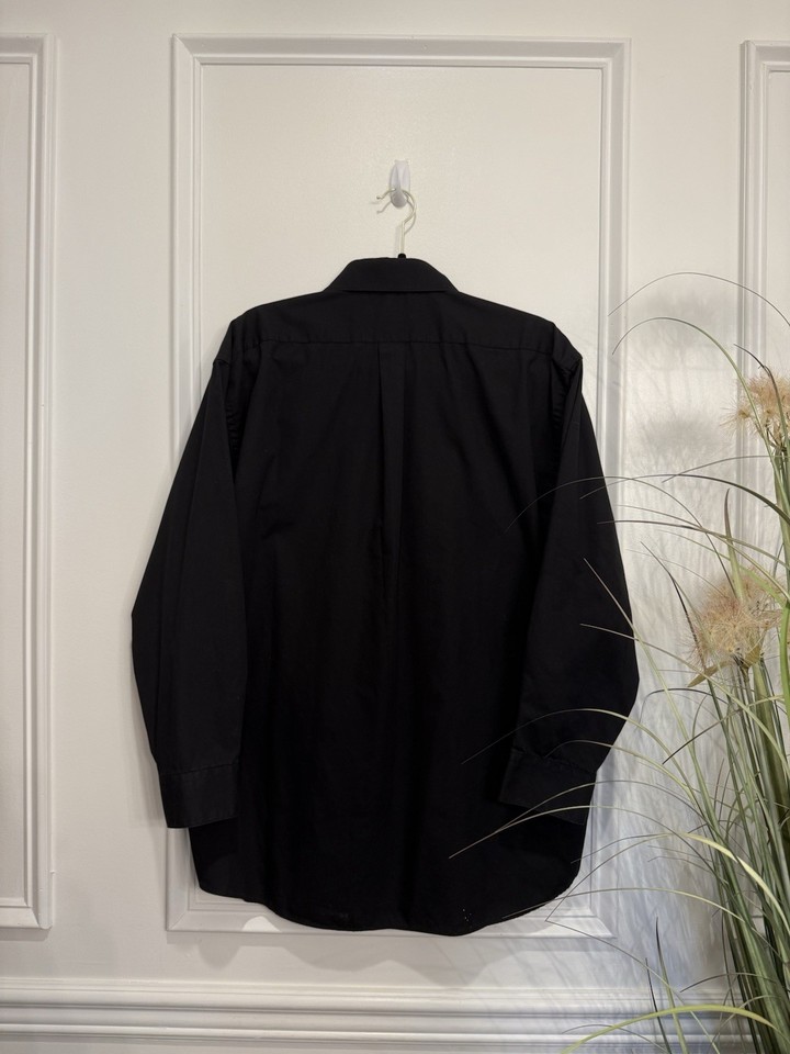 Bergamo New York dress shirt long sleeves Button brown Black Size L ...