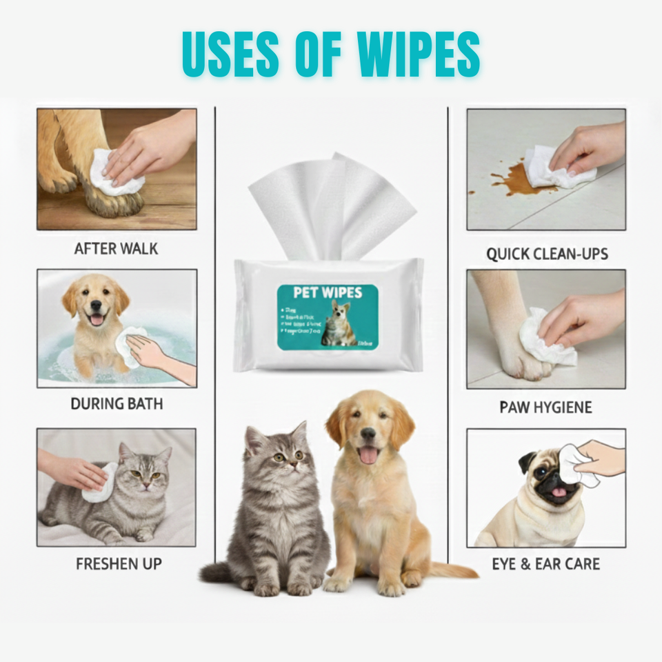 Pet Wipes for Dogs & Cats (2 PACK) Gentle Cleaning Deodorizing Grooming ...