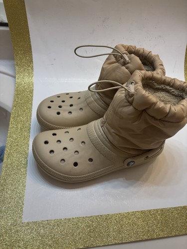 All weather crocs Size 8/10 Womens Beige Color and Fur Inside | eBay