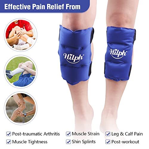 Hilph 2 x Shin Splint Ice Pack for Calf Injuries, Reusable Gel Calves ...