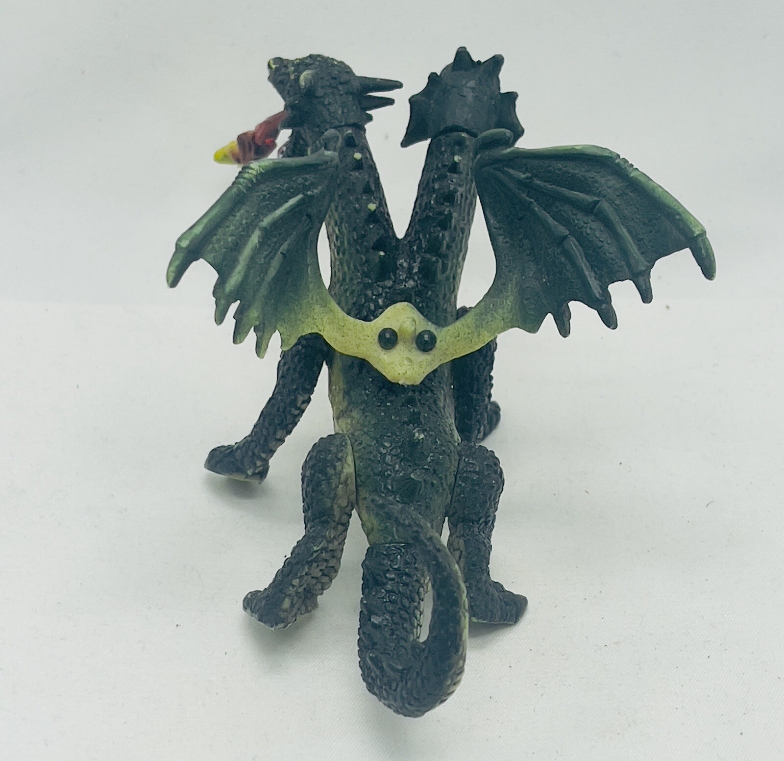 Two 2 Headed Fire Breathing Medieval Green Dragon Figurine Figure ...