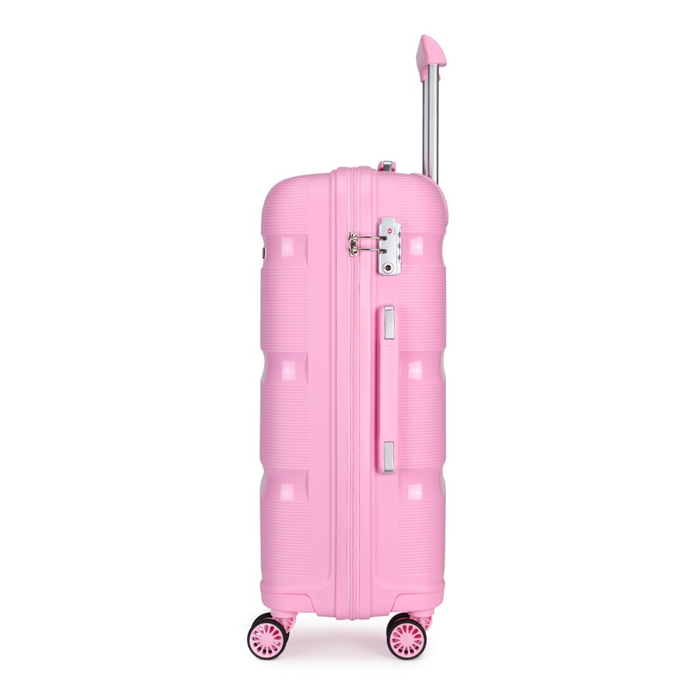 Pink Hard Shell PP Suitcases Travel Case Set Hand Cabin Luggage With ...