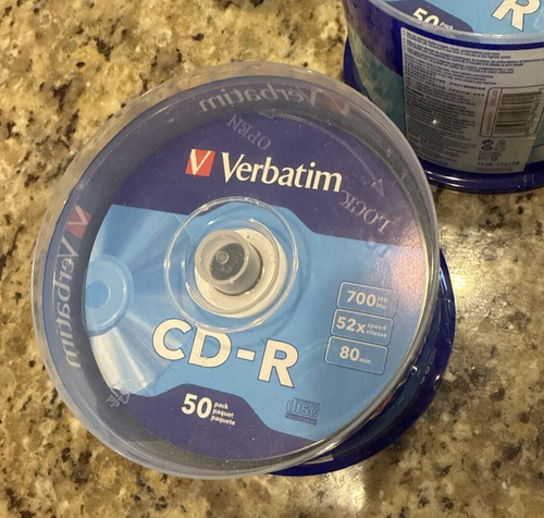 VERBATIM 50 Blank 52X CD-R CDR 700MB 80Min Media Disc Branded Logo ...