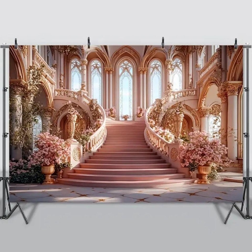 Palace Pink Stairs Castle Tapestry Backdrop Wall Decor for Adults, Size ...