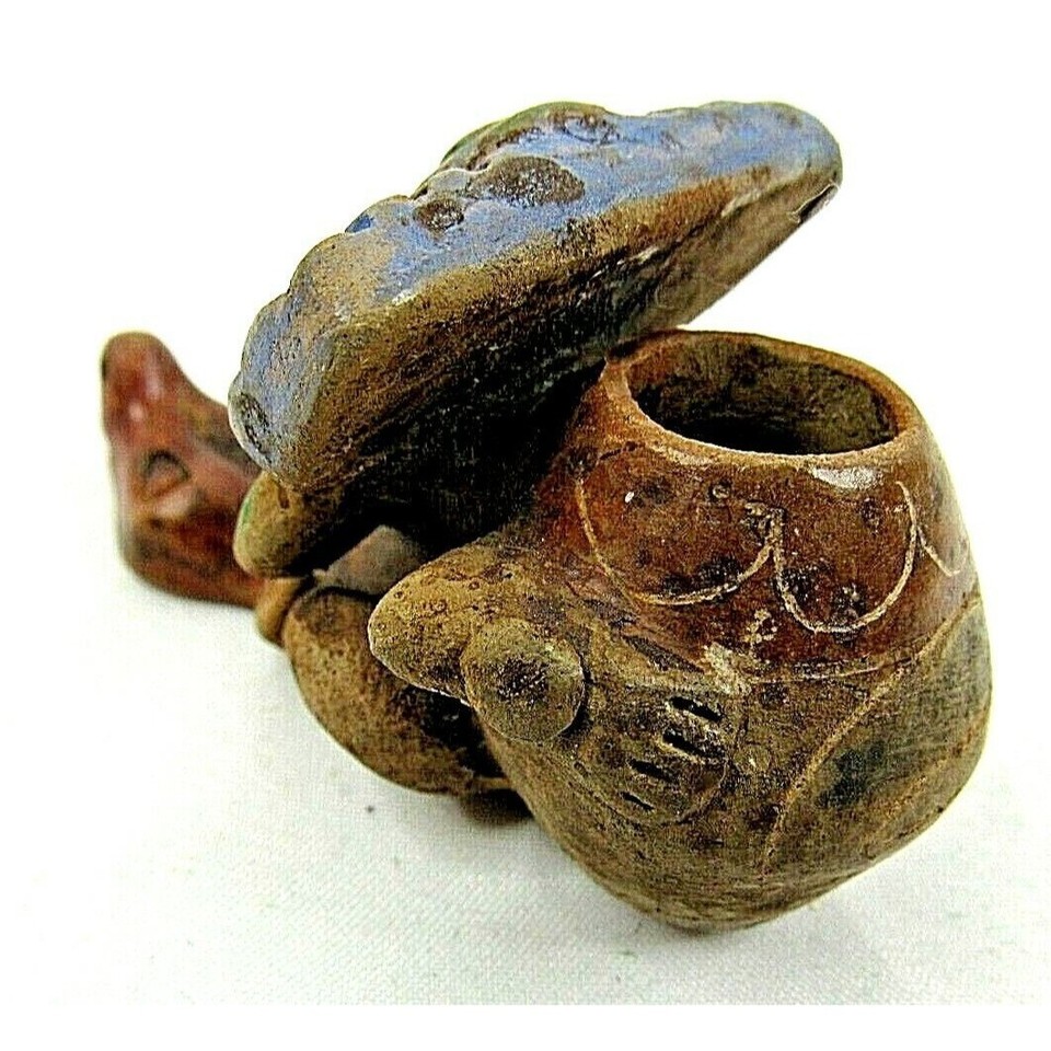 Vintage Mayan Aztec Snake Effigy Terracotta Clay Pipe Pottery Tribal ...