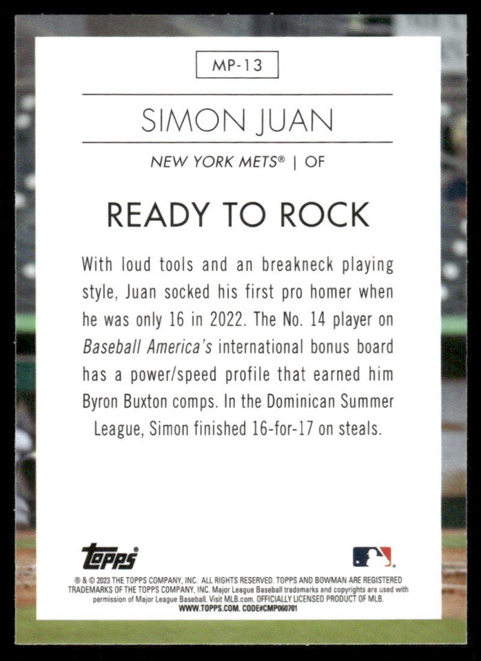 2023 Bowman Simon Juan MP-13 Modern Prospects New York Mets | eBay