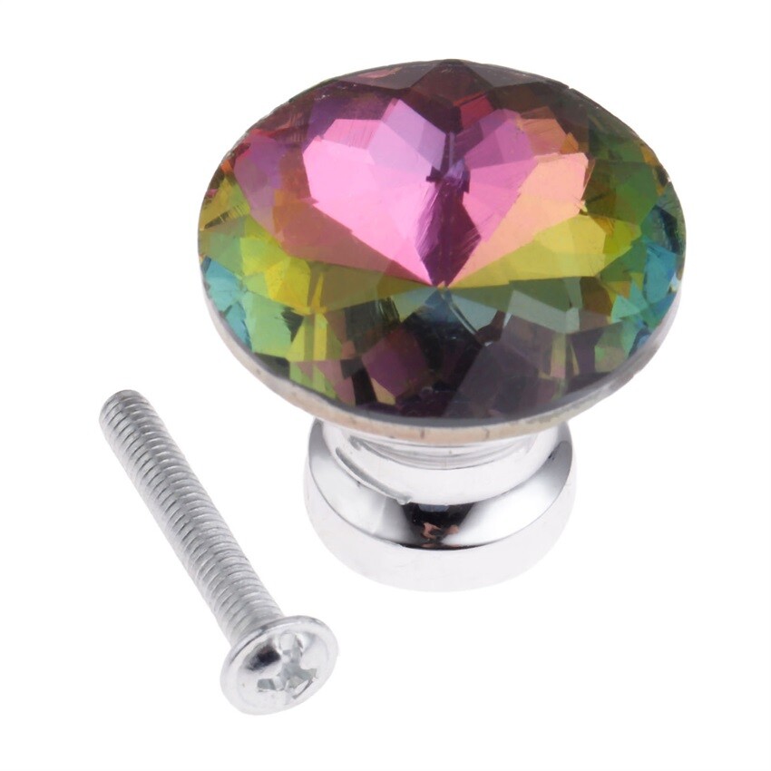 Home Decor Rainbow Drawer Cabinet Knobs Crystal Glass Furniture Door ...