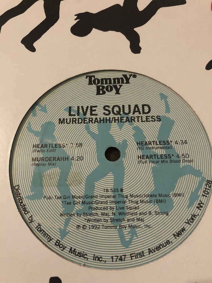 LIVE SQUAD Murderahh Heartless 12” Vinyl Record Single 1992 Big Stretch ...