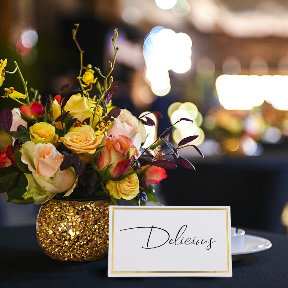 100 Pcs Folded Table Place Cards Paper Name Cards with Gold Foil for ...