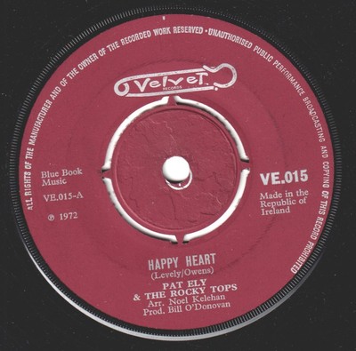 Rocky Tops Happy Heart 7" vinyl Ireland Velvet 1972 4 prong label ...