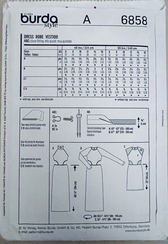 🇺🇸 BURDA 6858 SIZES BOHO CUTOUT MESH FITTED Length optional DRESS FF 6 ...