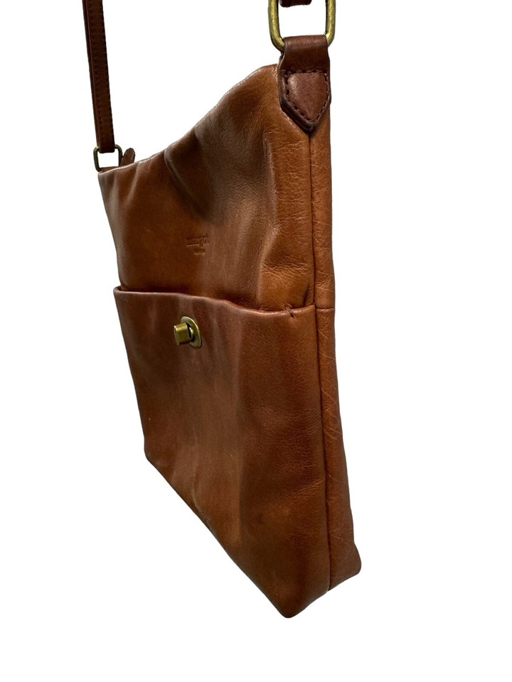 ga14 Margot New York Clara Turnlock Rust Brown Leather OTS Crossbody ...