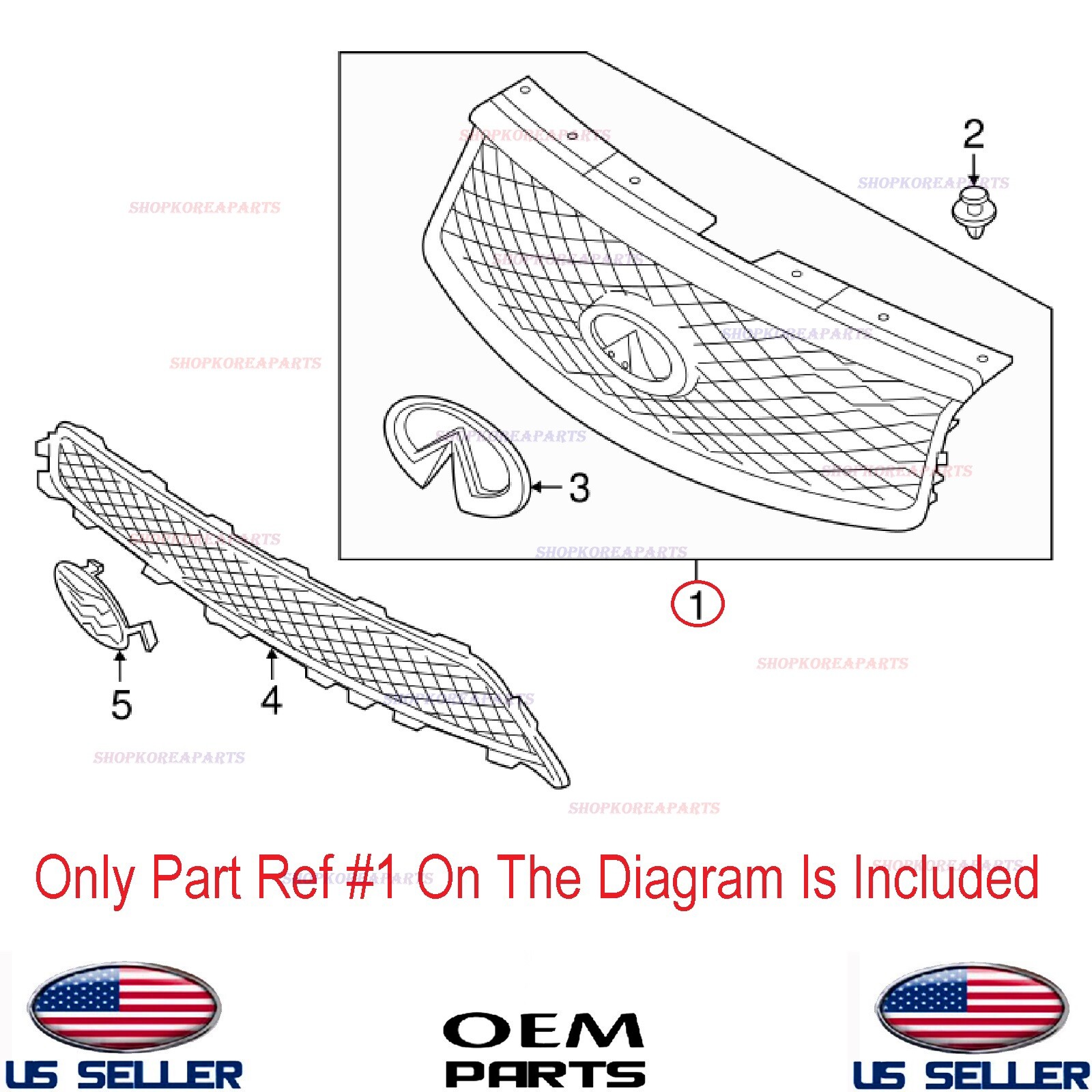 Genuine Front Bumper Upper Grille Chrome OEM⭐ INFINITI QX50 2016-2017 ...