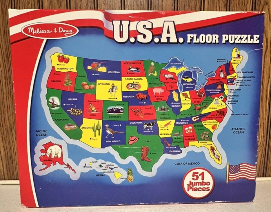 Melissa & Doug USA Map Floor Puzzle 51pcs family fun toy kids adults ...