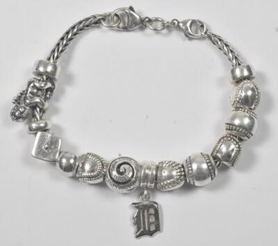 Sterling Trollbeads Charm Bracelet Detroit Tigers Baseball | eBay