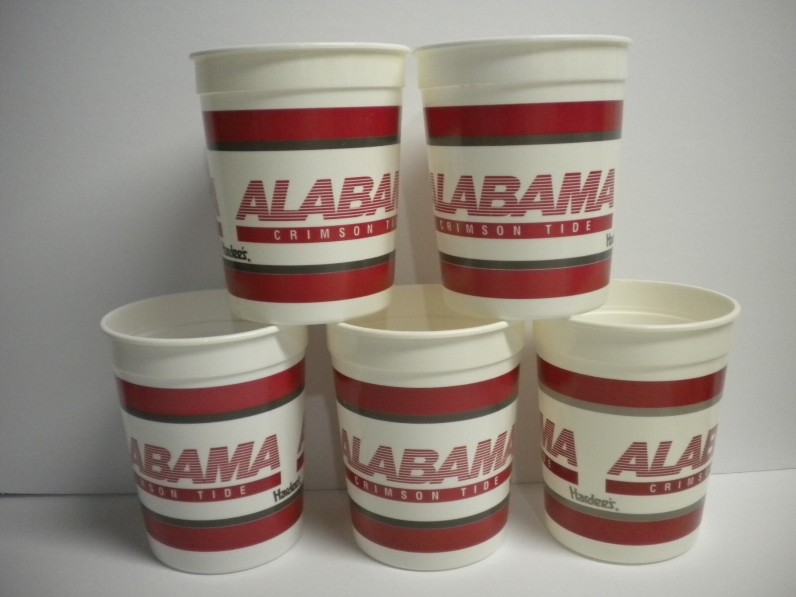Lot of 5 Vintage Alabama Crimson Tide Hardees Plastic Cups 80s 90s Bama ...