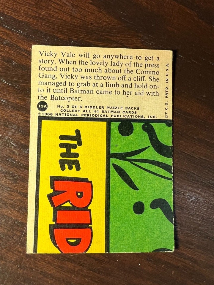 1966 Topps Batman Red/Black/Blue Bat & Riddler/Puzzle/Orange Back Pick ...