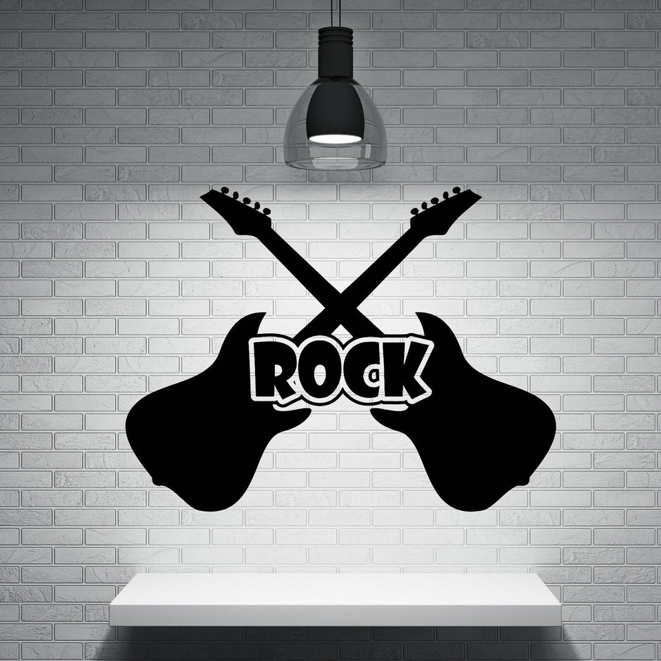 Wall Vinyl music rock and roll guitar instrument Sticker Decal (n501 ...