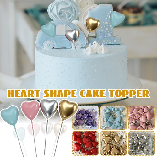 20Pcs 3D Heart Shape Cake Topper Wedding Birthday Party Cupcake ...