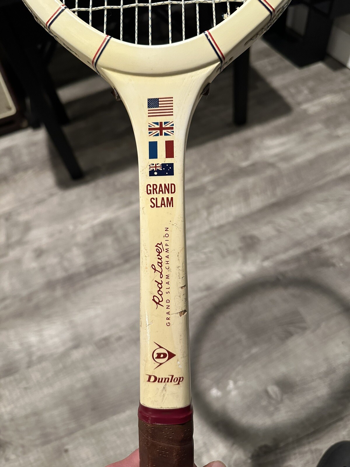 EXTREMELY RARE!! ROD LAVER GRAND SLAM CHAMPION Vintage Tennis Racket w ...