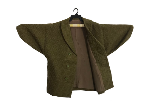 Vintage Japanese Hanten Jacket Wool Blend Padded Button Front Oversized ...