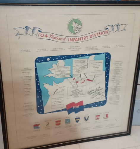 WWII Map, 1945 Original 104th Timberwolf Infantry Division 23 x 24 ...