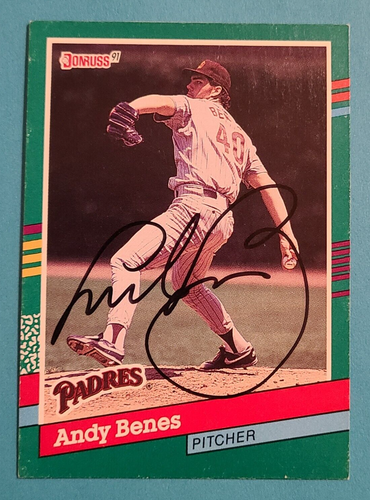 ANDY BENES Hand Signed 1991 Donruss #627 San Diego Padres Autograph ...