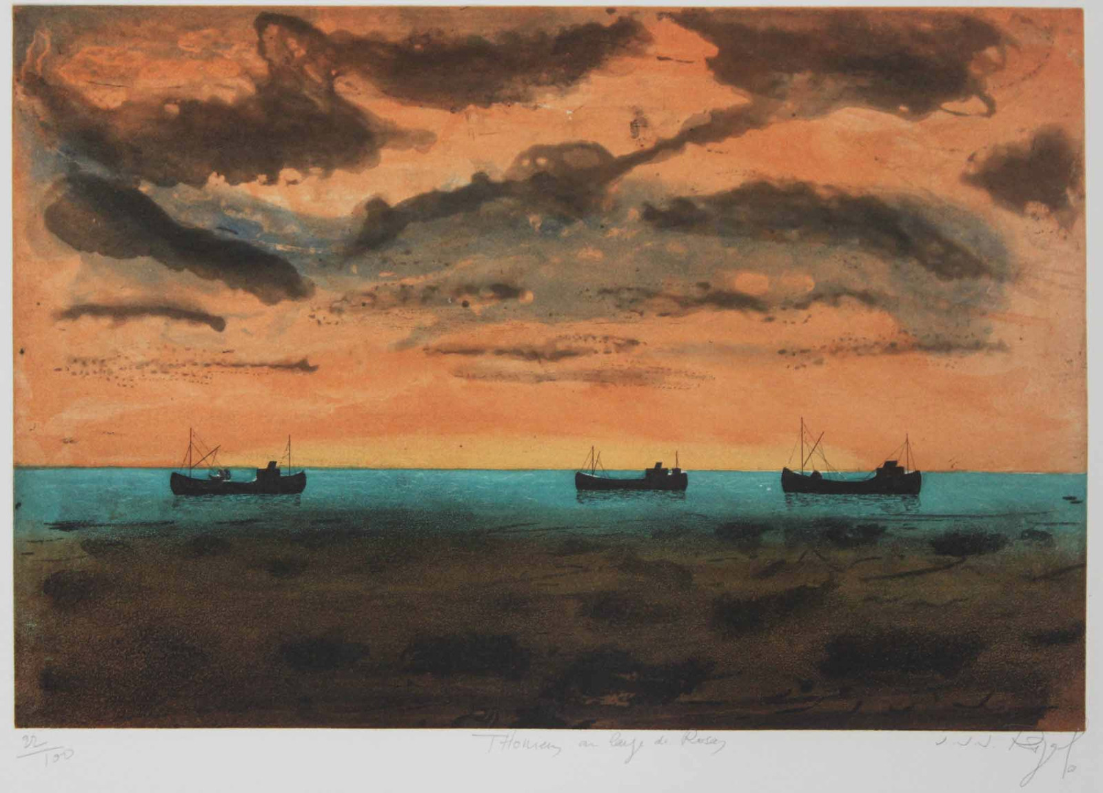 Listed French Artist J.J.J. RIGAL, Original Signed Etching, Seascape | eBay