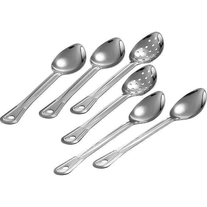Tramontina 13 inch Serving Spoons, Assorted Styles, Stainless Steel, 6 ...