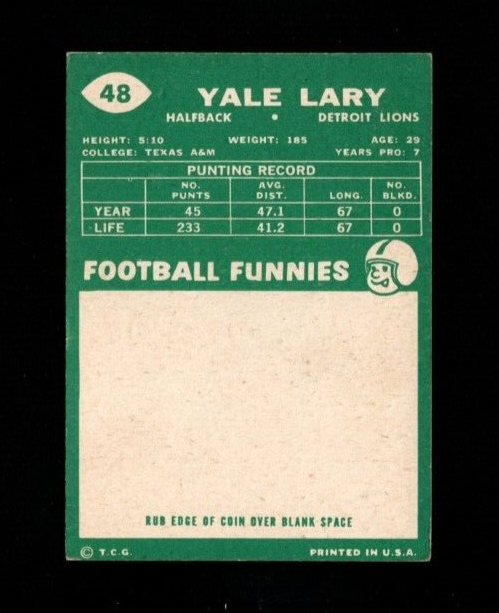 27602* 1960 Topps # 48 Yale Lary | eBay