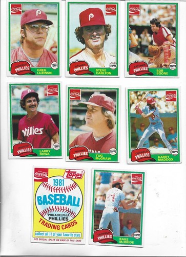 1981 TOPPS PHILADELPHIA PHILLIES COCA-COLA SET OF 11 CARDS #2 | eBay