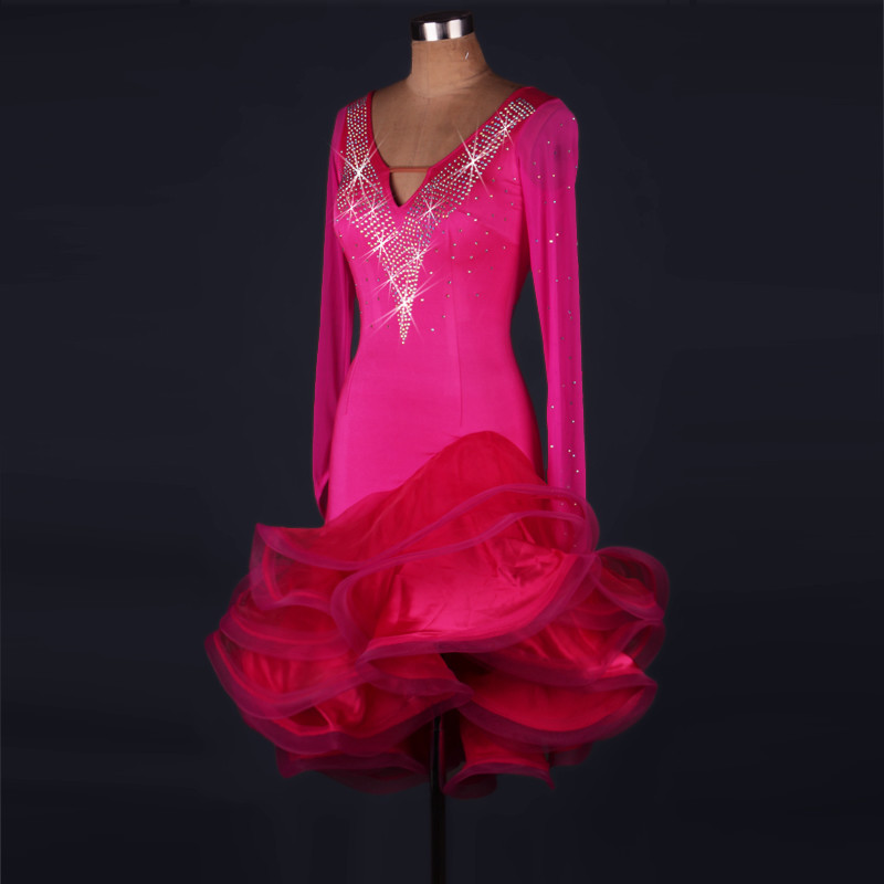 Latin Dance Dress Salsa Tango Cha cha Ballroom Rhinestone Competition ...