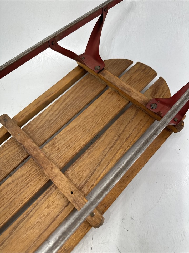 Vintage 50's ESKIMO Snow Sled Flexible Flyer Wood with Metal Rails 44 ...