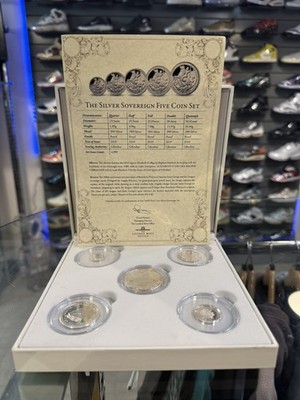 2019 .999 Worlds First Pure Silver Sovereign Five Coin Proof Set Boxed ...