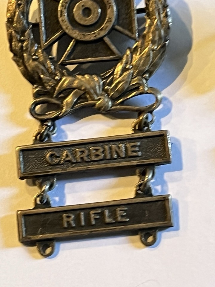 STERLING SILVER WWII US ARMY Expert Carbine Rifle Marksman Badge Bar ...