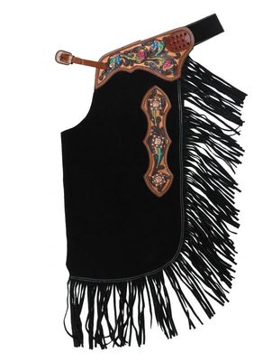 Black Suede Leather Western Horse Saddle Fancy Chinks / Chaps For Work ...