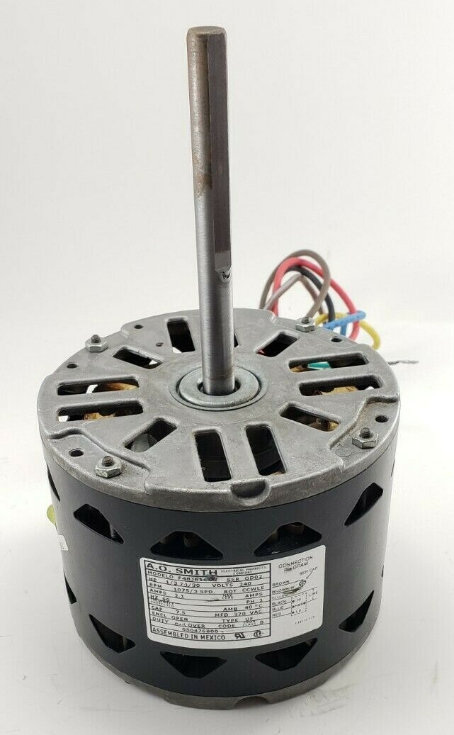 A.O. Smith 1/3 HP Blower Motor 1075 RPM 3 Spd CCWLE Rotation F48J61C04 ...