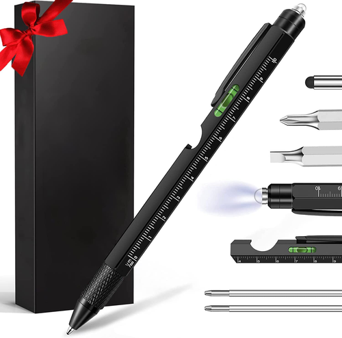 Gifts for Men, 9 in 1 Multitool Pen Set - LED Light, Touchscreen Stylus ...